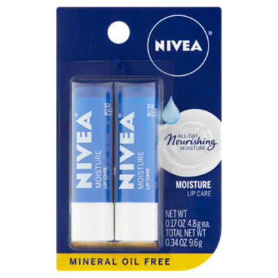 Nivea Moisture Lip Care, 0.17 oz, 2 count