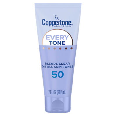 Coppertone Every Tone Broad Spectrum Sunscreen Lotion, SPF 50, 7 fl oz ...