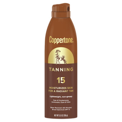 Coppertone Tanning Broad Spectrum Sunscreen Spray, SPF 15, 5.5 oz ...