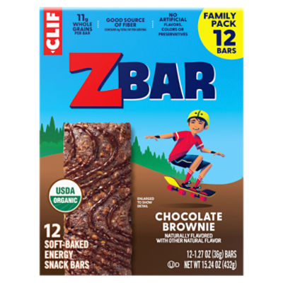 Clif Kid ZBar Chocolate Brownie Baked Whole Grain Energy Snack Bars ...