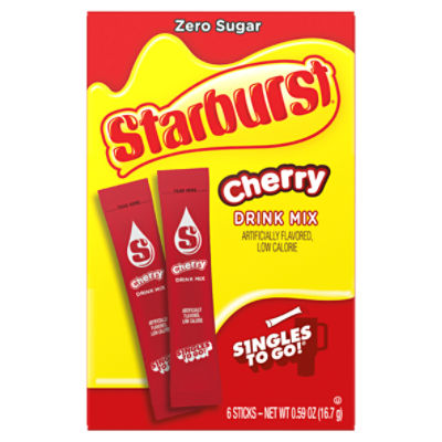 Starburst Singles to Go! Zero Sugar Cherry Drink Mix, 6 count, 0.59 oz ...