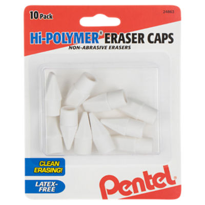 Pentel Hi-Polymer Non-Abrasive Eraser Caps, 10 count - ShopRite