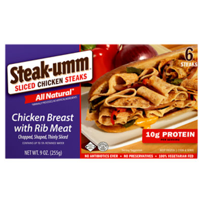 Steak-umm Chicken Breast Sandwich Steaks, 6 count, 9 oz - The Fresh Grocer