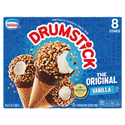 Nestlé Drumstick the Original Vanilla Frozen Dairy Dessert Cones, 8 ...