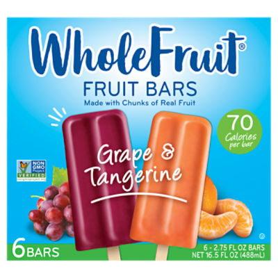 Whole Fruit Grape & Tangerine Fruit Bars, 2.75 fl oz, 6 count - ShopRite