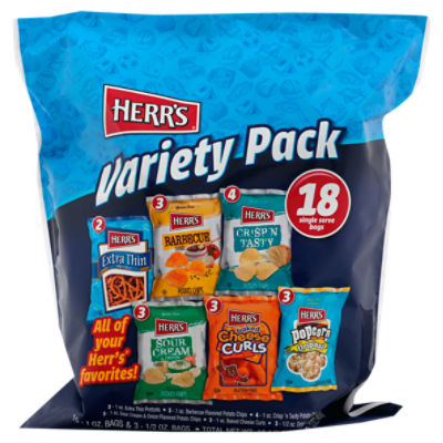 Herr's Snacks Variety Pack, 18 count, 16 1/2 oz - The Fresh Grocer