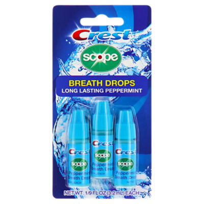 Crest Scope Long Lasting Peppermint Breath Drops, 1/9 fl oz, 3 count ...