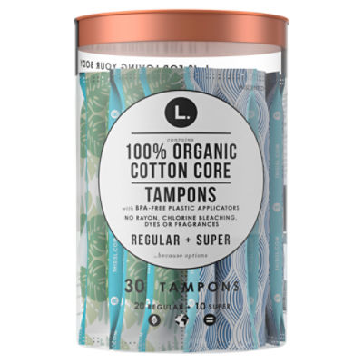 L. Organic Cotton Tampons Multipack - Regular + Super 30 Count