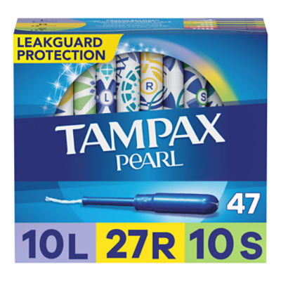 Tampax Pearl Tampons Trio Pack, with LeakGuard Braid, Light/Regular ...
