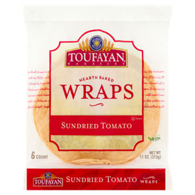 Toufayan Bakeries Sundried Tomato Wraps, 6 count, 11 oz - Fairway