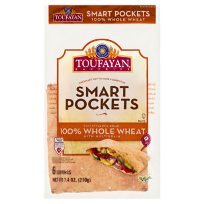 Toufayan Bakeries 100% Whole Wheat with Multigrain Smart Pockets, 6 ...