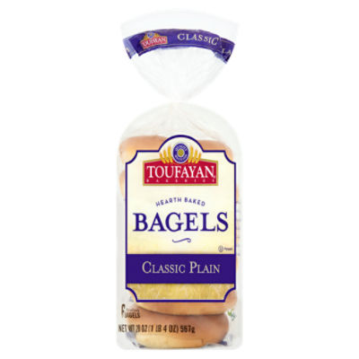 Toufayan Bakeries Hearth Baked Classic Plain Bagels, 6 count, 20 oz ...