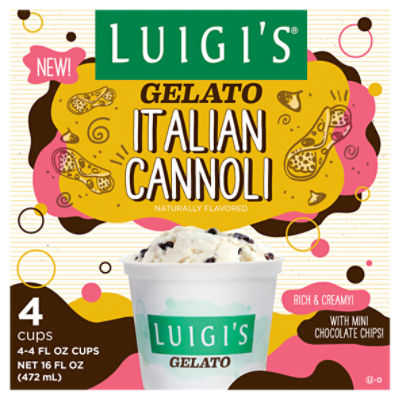 LUIGI'S Gelato Italian Cannoli, 4 fl oz, 4 count