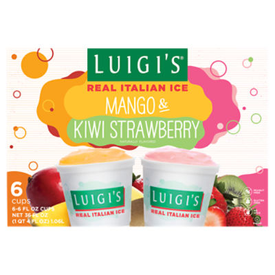 Luigi's Mango & Kiwi Strawberry Real Italian Ice, 6 fl oz, 6 count ...