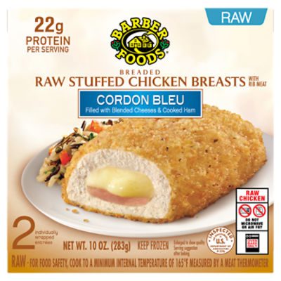 Barber Foods Stuffed Chicken Breasts Cordon Bleu, 2 Count (Frozen ...
