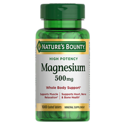 Nature's Bounty High Potency Magnesium Mineral Supplement, 500 mg, 100 ...