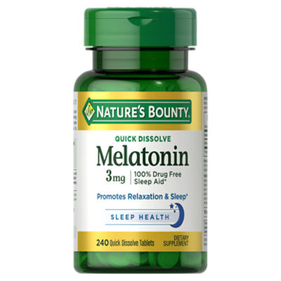 Nature's Bounty Quick Dissolve Melatonin Dietary Supplement, 3 mg, 240 ...