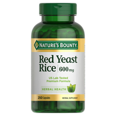Nature's Bounty Red Yeast Rice Herbal Supplement, 600 mg, 250 count ...