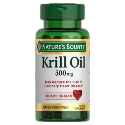 Nature's Bounty Heart Health Krill Oil Rapid Release Softgels, 500 mg ...
