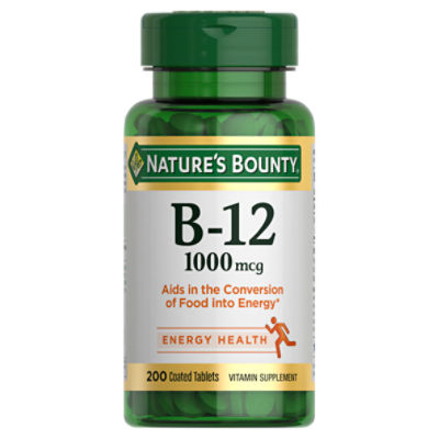 Nature's Bounty Vitamin B12 Tablets, Energy Support,1000 mcg, 200 Count ...