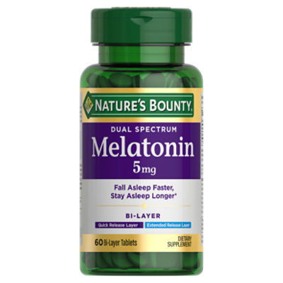 Nature's Bounty Dual Spectrum Melatonin Bi-Layer Tablets, 5 mg, 60 count