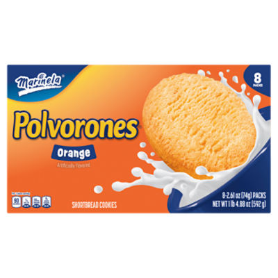 Marinela Polvorones, Orange Artificially Flavored Shortbread Cookies, 8 ...