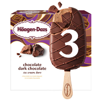 Häagen-Dazs Chocolate Dark Chocolate Ice Cream Bars, 3 count, 9 fl oz ...