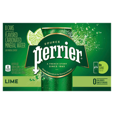 Perrier Lime Flavored Carbonated Mineral Water, 11.15 fl oz, 8 count