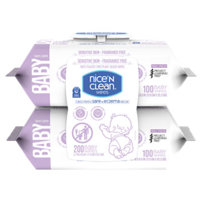 Nice 'n Clean Sensitive Skin Care Baby Wipes, 100 counts, 2 pack