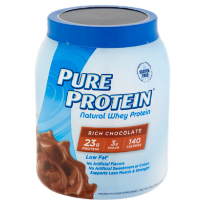 Pure Protein Rich Chocolate Natural Whey Protein Powder Supplement, 25.6 oz