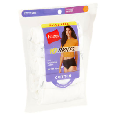 Hanes Ladies Cotton Tagless Briefs Value Pack Size 10 10 Count