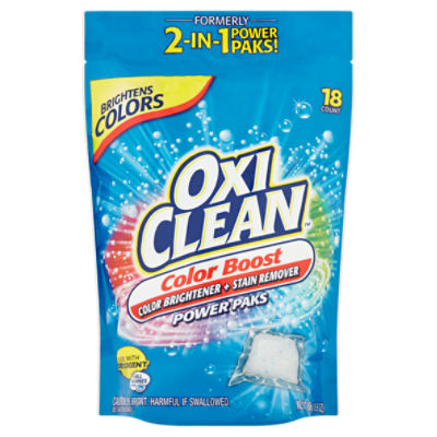 Oxi Clean Color Boost Color Brightener + Stain Remover Power Paks, 18 ...