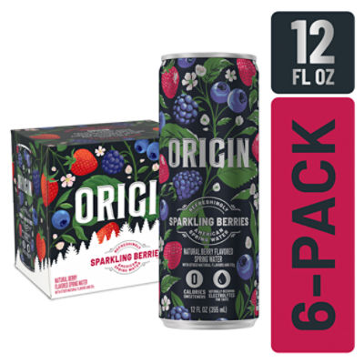 ORIGIN Berry Flavor Sparkling Water, 12 Fl Oz, Aluminum Cans (6 Count ...