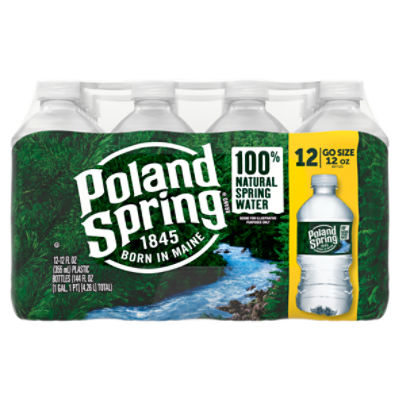 POLAND SPRING Brand 100% Natural Spring Water, 12-ounce plastic bottles (Total of 24) - ShopRite