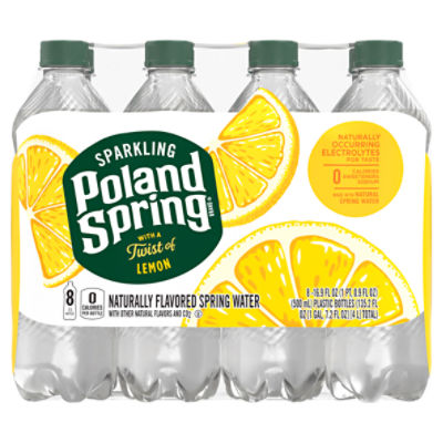 Poland Spring Sparkling Water, Lively Lemon, 16.9 oz. Bottles (8 Count)