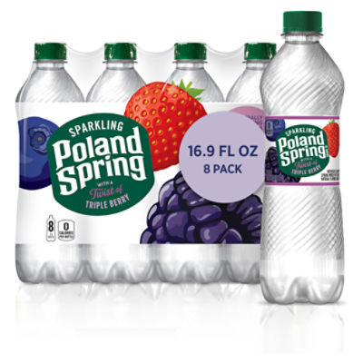 Poland Spring Sparkling with a Twist of Triple Berry Spring Water, 16.9 fl oz, 8 count - Fairway