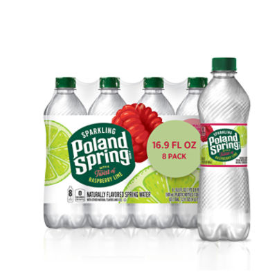 Poland Spring Sparkling with a Twist of Raspberry Lime Spring Water, 16.9 fl oz, 8 count