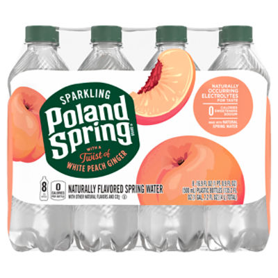 Poland Spring Sparkling Water, White Peach Ginger, 16.9 oz. Plastic ...
