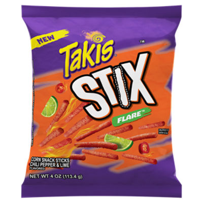 Takis Stix Flare Chili Pepper & Lime Flavored Corn Snack Sticks, 4 oz ...