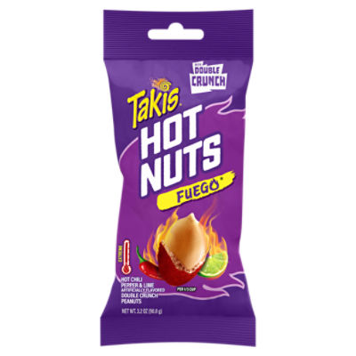 Takis Hot Nuts Fuego Hot Chili Pepper & Lime Double Crunch Peanuts, 3.2 ...
