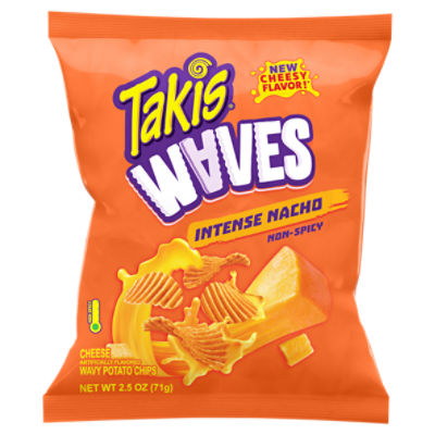 Takis Intense Nacho Waves 2.5 oz Bag, Nacho Cheese Flavored Cheesy Wavy ...