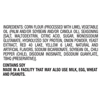 Takis Fuego Nutrition Label