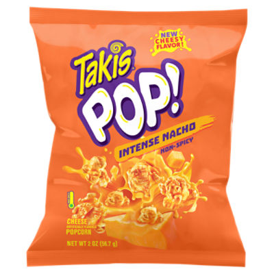 Takis Intense Nacho Pop! 2 oz Bag, Nacho Cheese Flavored Cheesy Ready ...