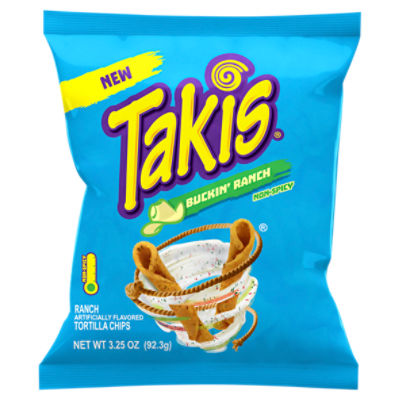 Takis Buckin' Ranch 3.25 oz Snack Size Bag, Ranch Rolled Tortilla Chips ...
