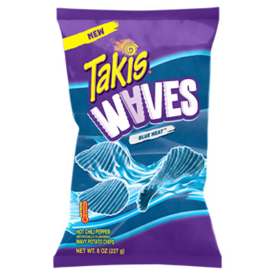 Takis Blue Heat Waves 8 oz Sharing Size Bag, Hot Chili Pepper Wavy ...