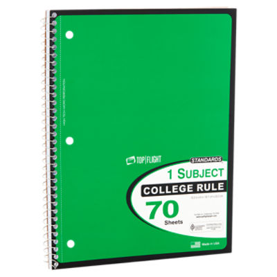 Top Flight Standards 1 Subject College Rule Notebook, 70 count - ShopRite
