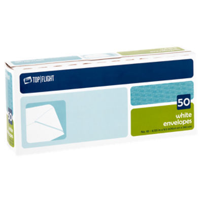 Top Flight No. 10 White Envelopes, 50 count