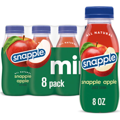 Snapple Apple Juice Drink, 8 fl oz recycled plastic mini bottle, 8 pack ...
