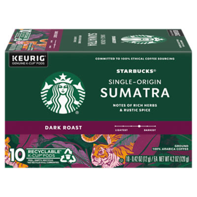 Starbucks Single-Origin Sumatra Dark Roast Ground Coffee K-Cup Pods, 0. ...