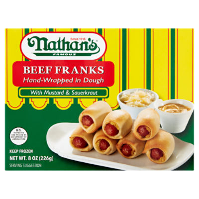 Nathan's Famous Hand-Wrapped in Dough Beef Franks, 8 oz